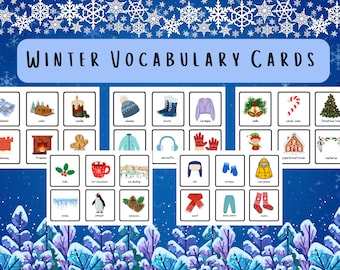 40 Winter Flashcards, Printable Christmas Flashcards, Winter Vocabulary ...