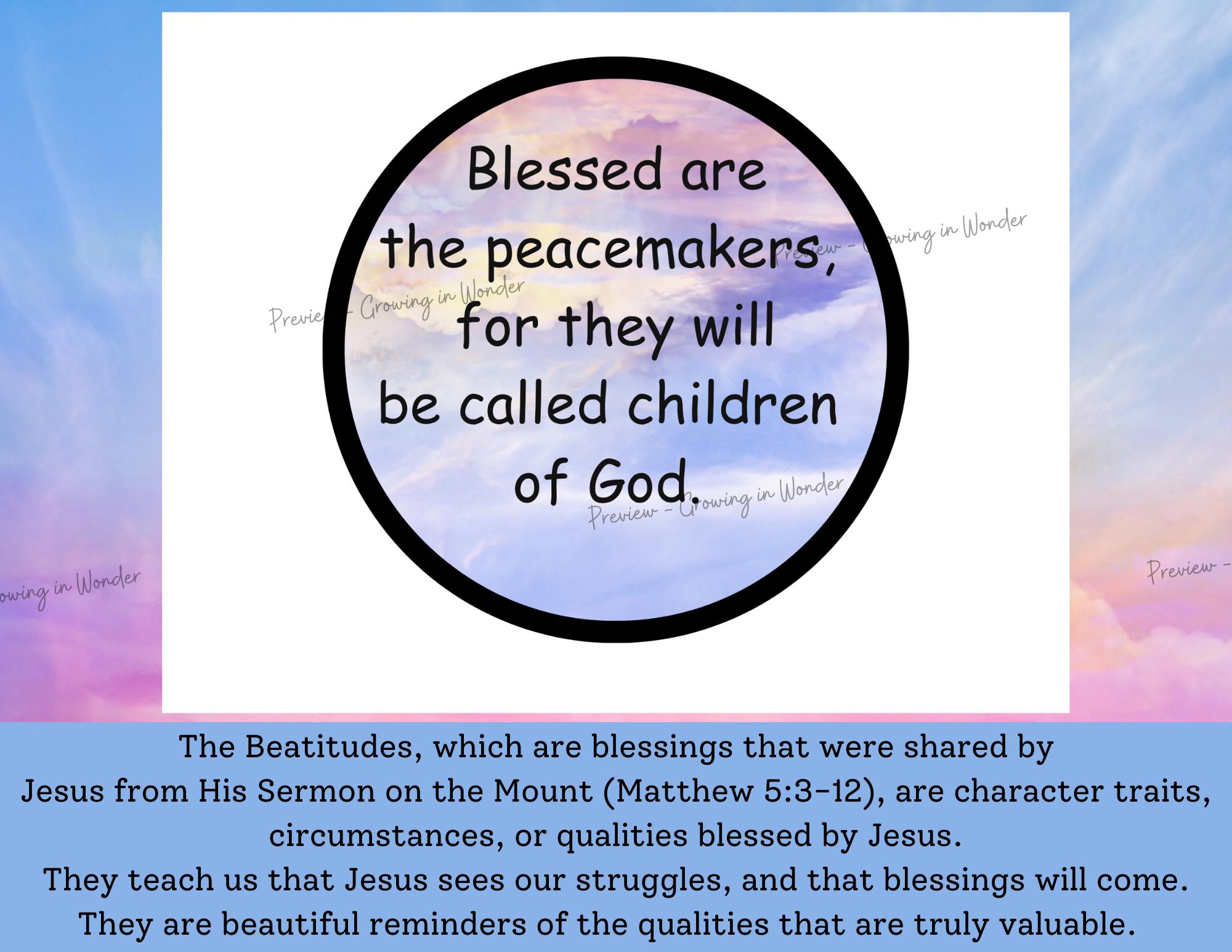 The Beatitudes Printable Classroom Decor, VBS and Bible Lessons ...