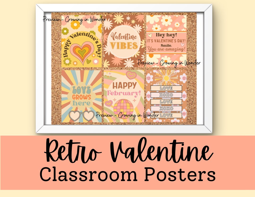 Retro, Groovy Valentine's Day Classroom Posters - Etsy