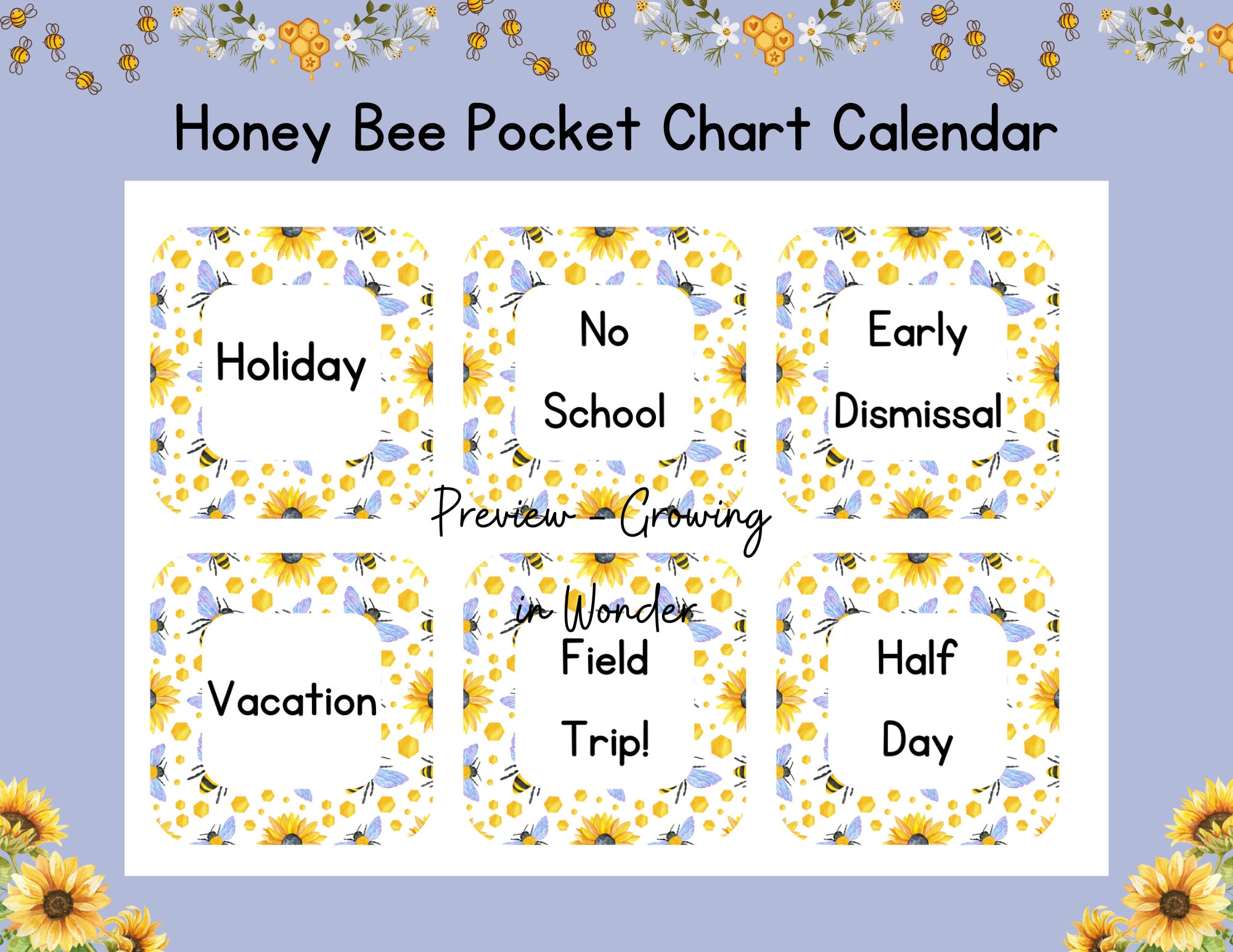 Bee Pocket Chart Calendar Classroom Bulletin Board Calendar - Etsy