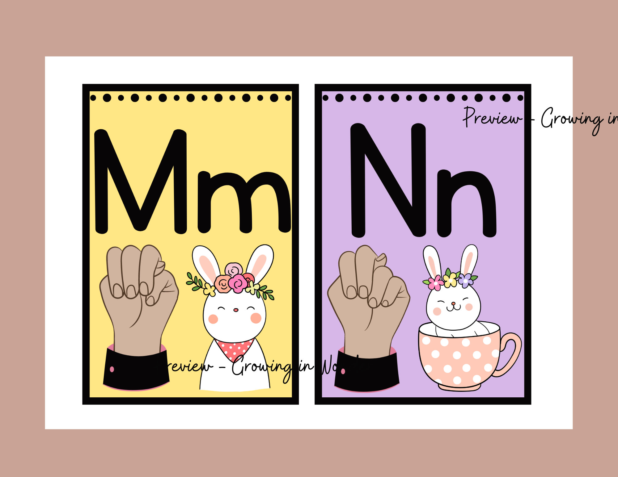 Spring Rabbit Sign Language Alphabet Printable Posters, Flashcards ...