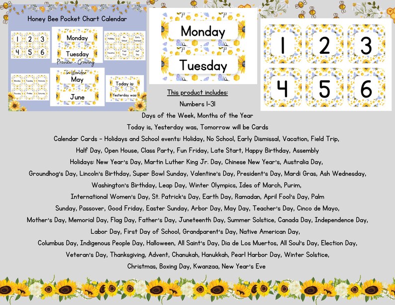 Honey Bee Classroom Bundle: Bulletin Board Kit, Bookmarks, Alphabet ...