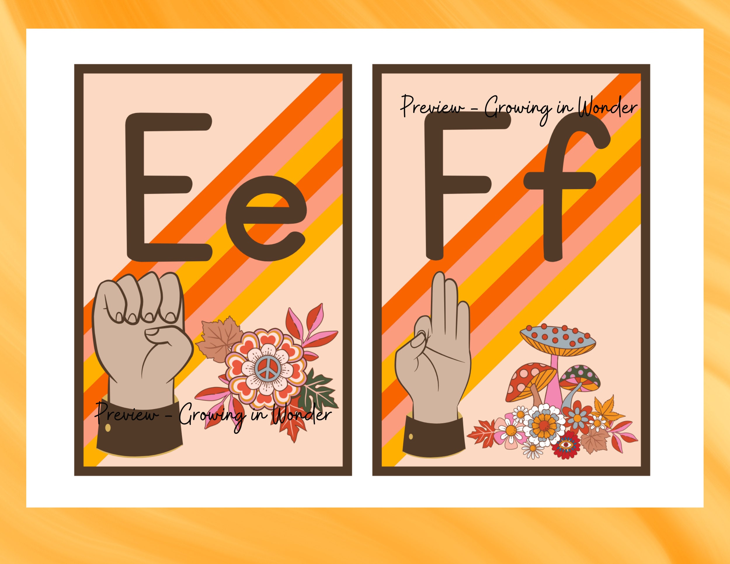 Fall Retro Alphabet Sign Language Cards, ASL Posters - Etsy