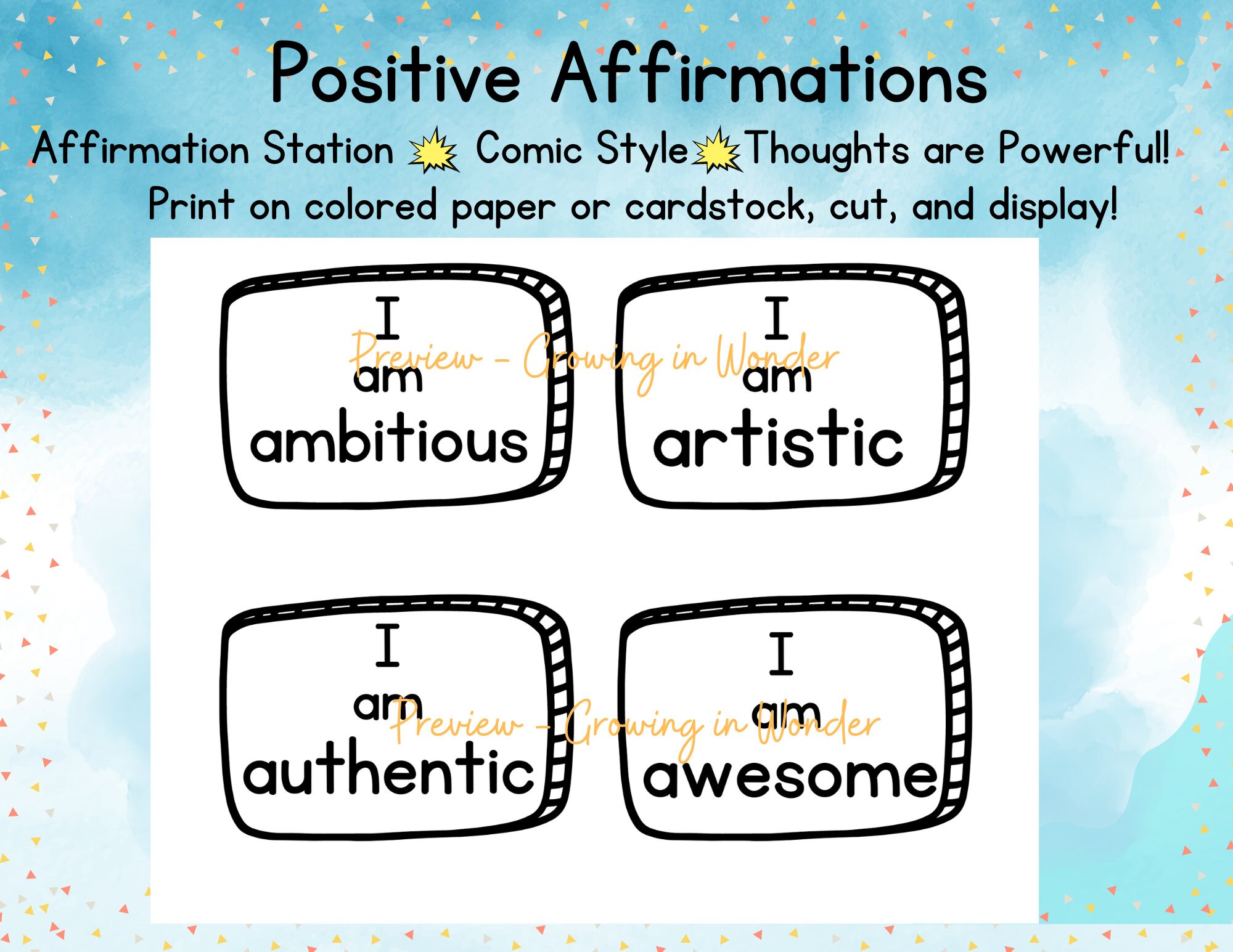 Affirmation Station, Comic Theme - Etsy