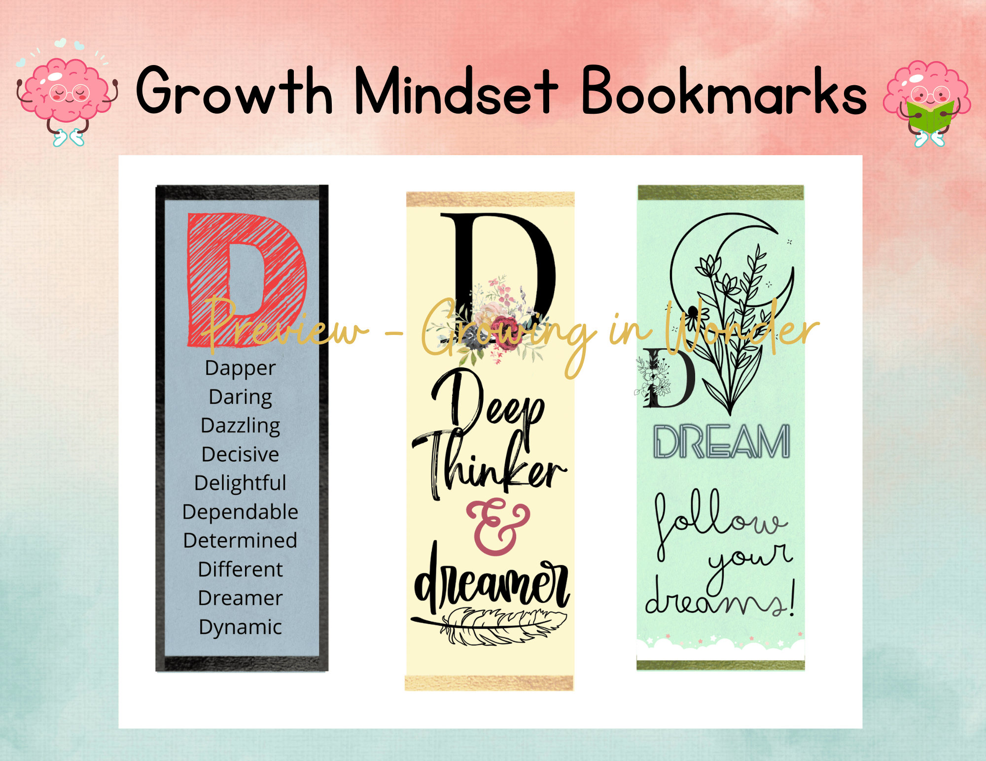 Bookmarks, Printable, Growth Mindset - Etsy
