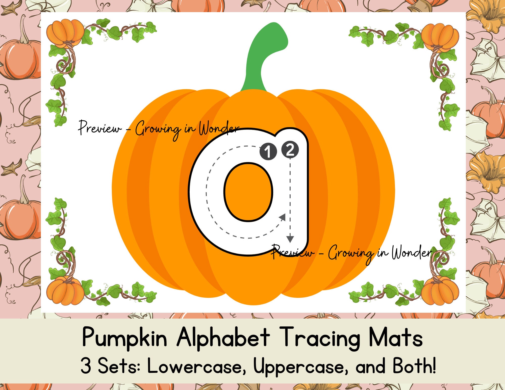 Fall, Pumpkin Alphabet Play Dough Mats, Printable Letter Formation ...