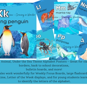 Ocean Animal, Under the Sea Alphabet Posters, Printable Classroom Decor ...