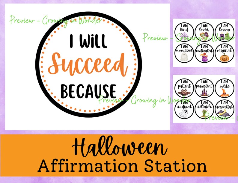 Halloween Affirmation Station, Printable Affirmations for Kids - Etsy