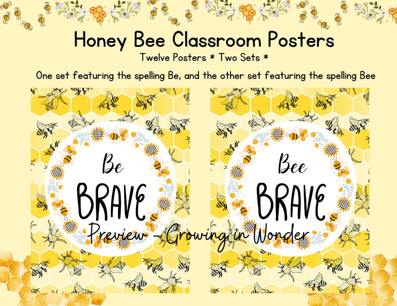 Honey Bee Posters, Classroom Posters, Back to School Bulletin Board - Etsy