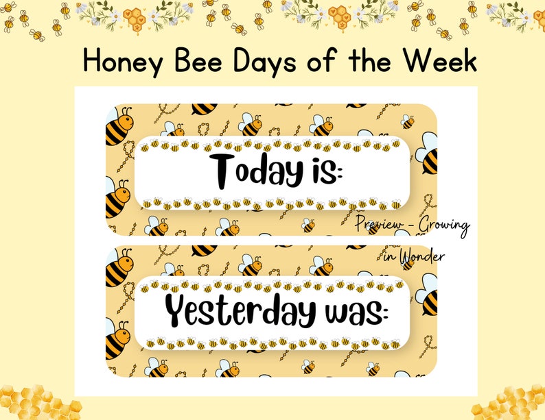 Honey Bee Days of the Week - Etsy