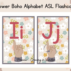 Boho Flower Alphabet ASL Printable Flashcards - Etsy