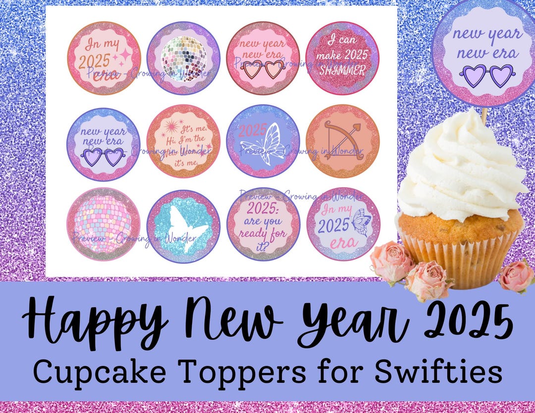 Swiftie Inspired New Years Party Printable Cupcake Toppers - Etsy