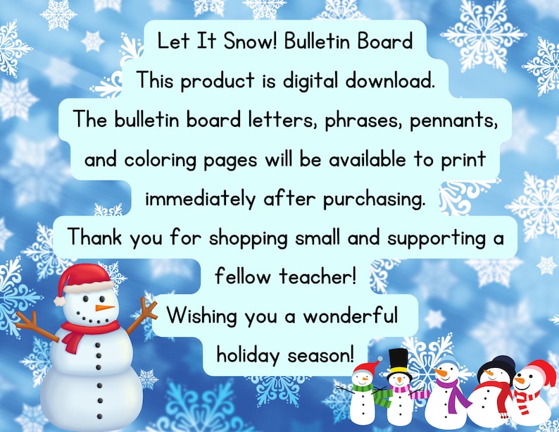 Winter Bulletin Board - Let It Snow! - Etsy