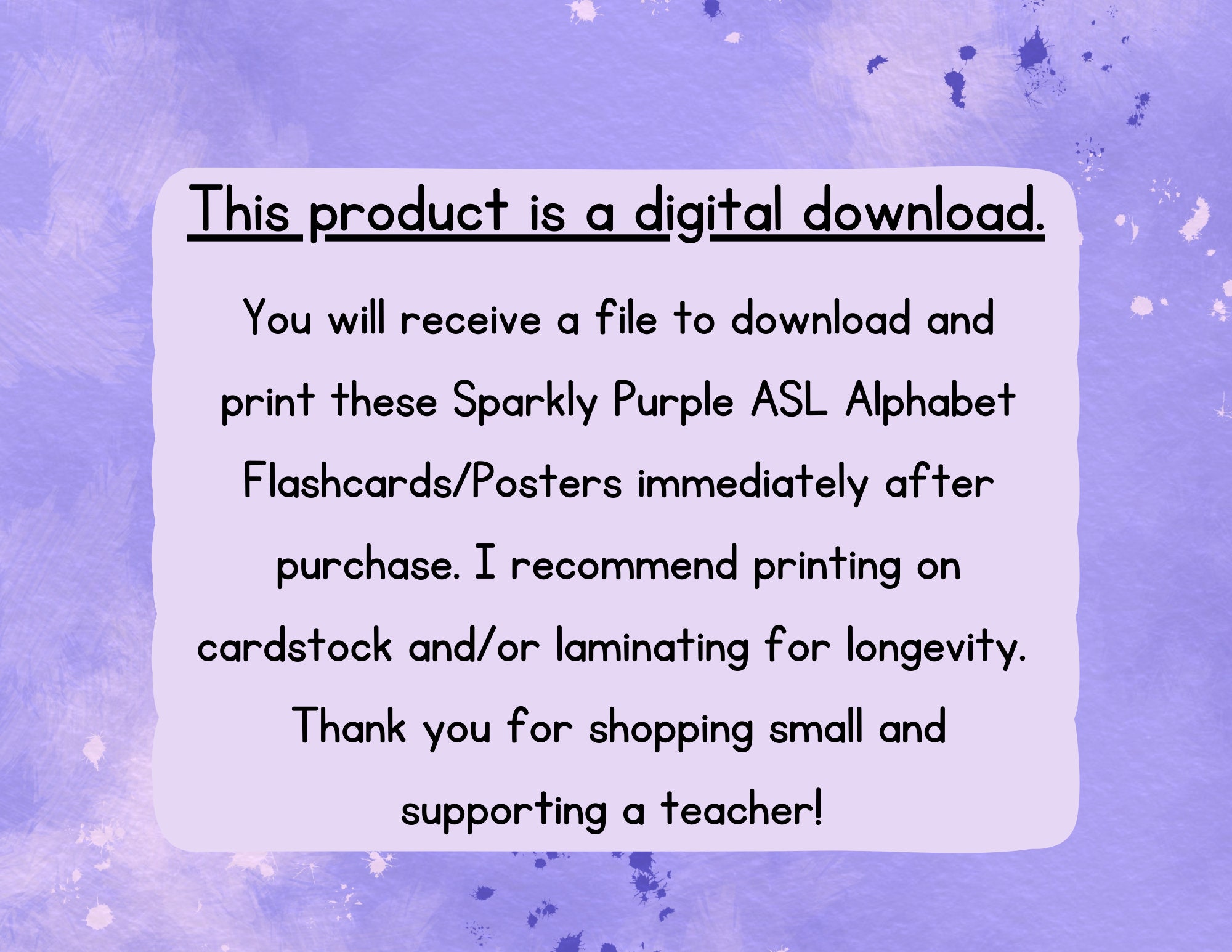 Purple Alphabet Sign Language Flashcards Posters - Etsy