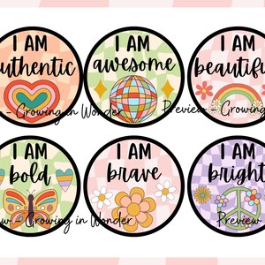 Groovy Retro Heart Positive Affirmations, Affirmation Station ...