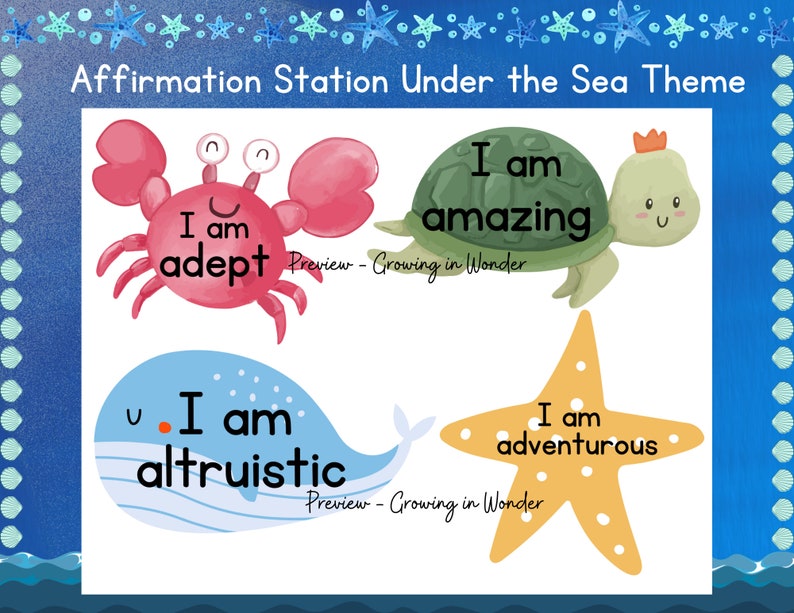 Under the Sea, Ocean Animal Affirmation Station - Etsy
