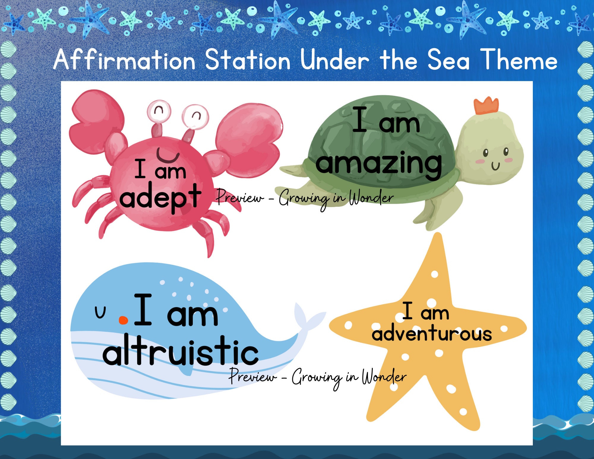 Under the Sea, Ocean Animal Affirmation Station - Etsy