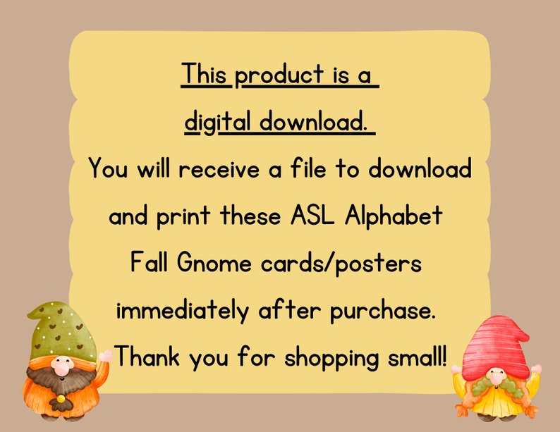 Fall Gnome Alphabet Sign Language Cards, Printable ASL Posters - Etsy
