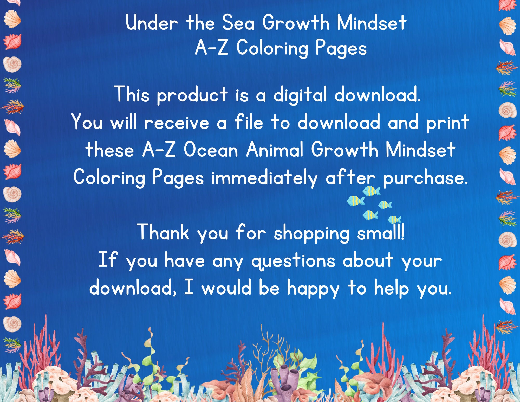 Ocean Animal Growth Mindset Coloring Pages, Under the Sea Activity - Etsy