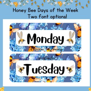Honey Bee Days of the Week (blue Background, Watercolor Honeybees) - Etsy