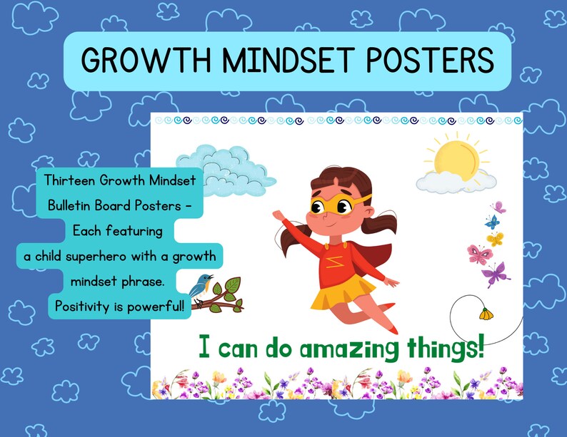 Growth Mindset: Hero Theme Posters - Etsy