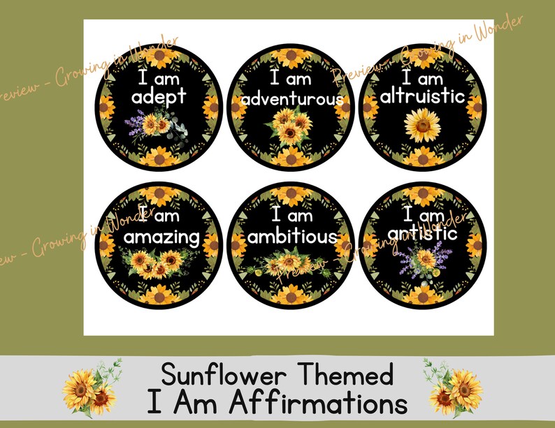 Sunflower Affirmation Station, Fall Bulletin Board Decor, Positive ...