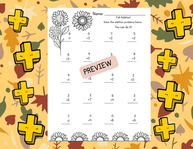 Fall Addition Worksheets and Activities - Etsy