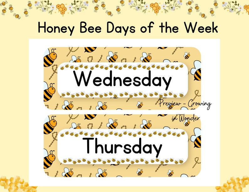 Honey Bee Days of the Week - Etsy