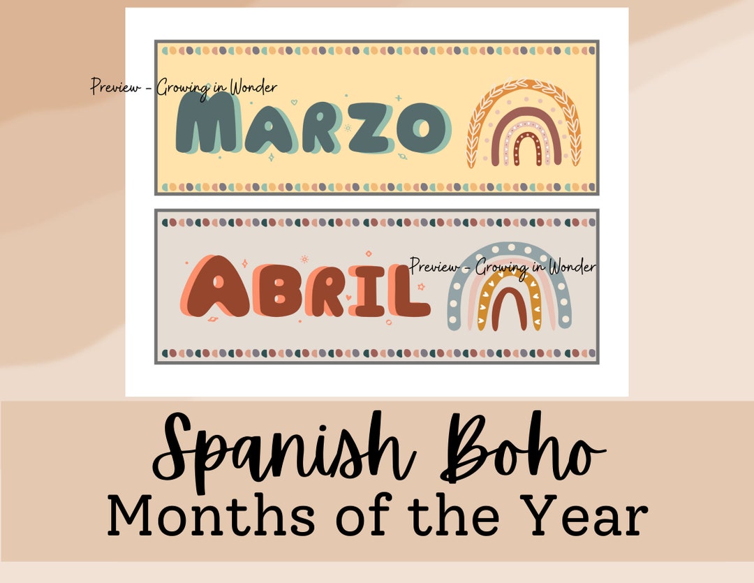 Spanish Months of the Year, Dias De La Semana (boho) - Etsy