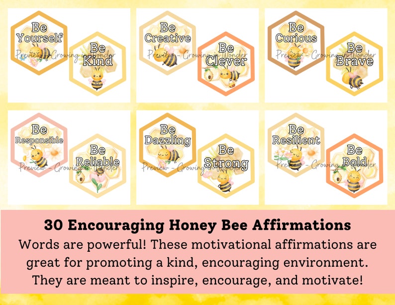 Honey Bee Classroom Decor, Positive Affirmations - Etsy