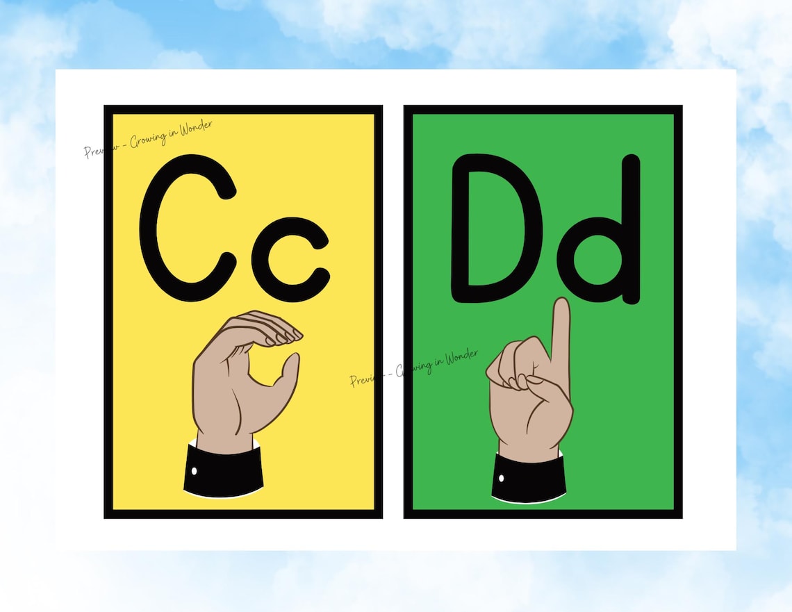 Alphabet Sign Language Printable Posters, Rainbow Colors, Back to ...