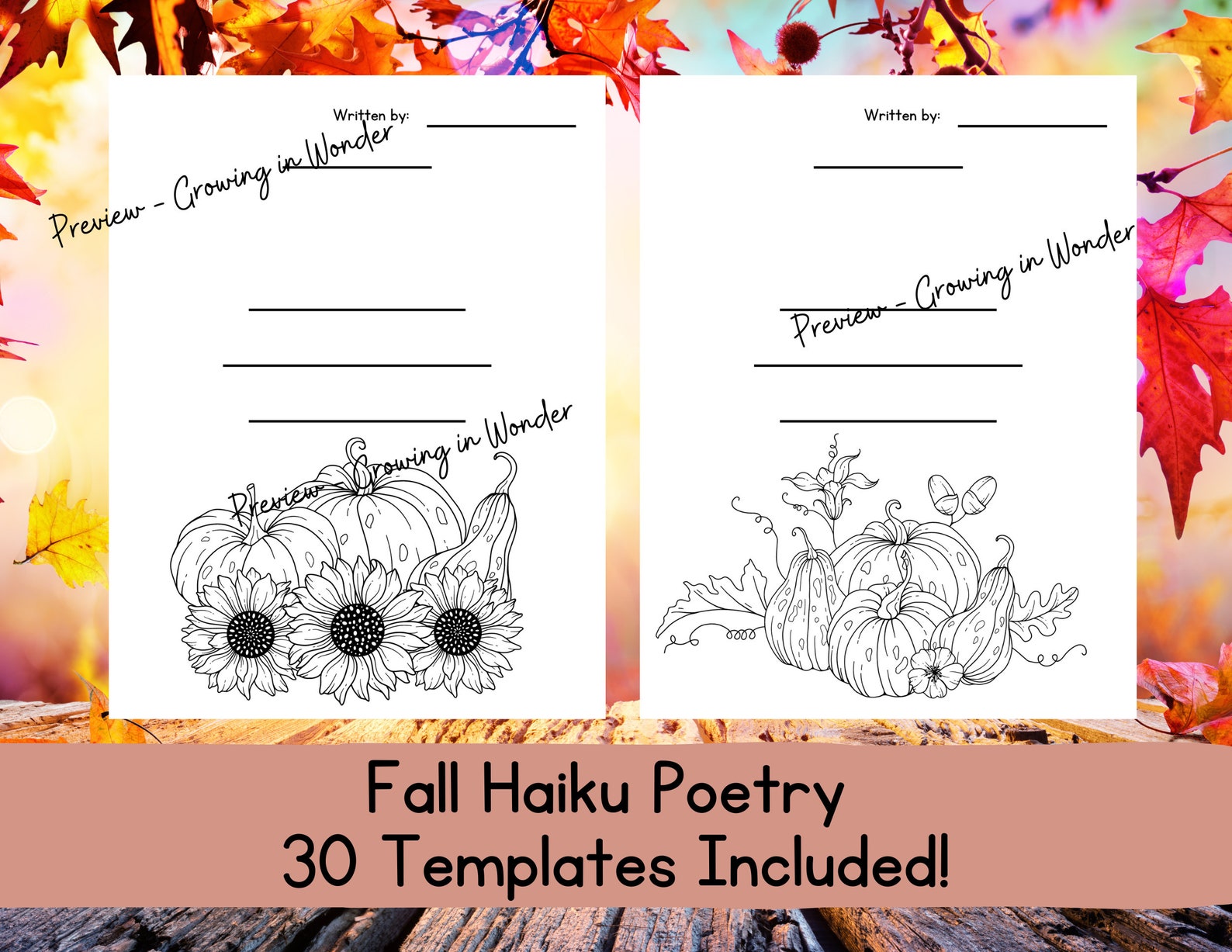 Fall Haiku Poetry Templates, Autumn Writing Activity - Etsy