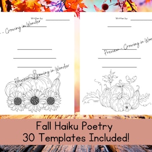 Fall Haiku Poetry Templates, Autumn Writing Activity - Etsy