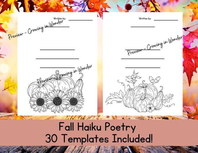 Fall Haiku Poetry Templates, Autumn Writing Activity - Etsy