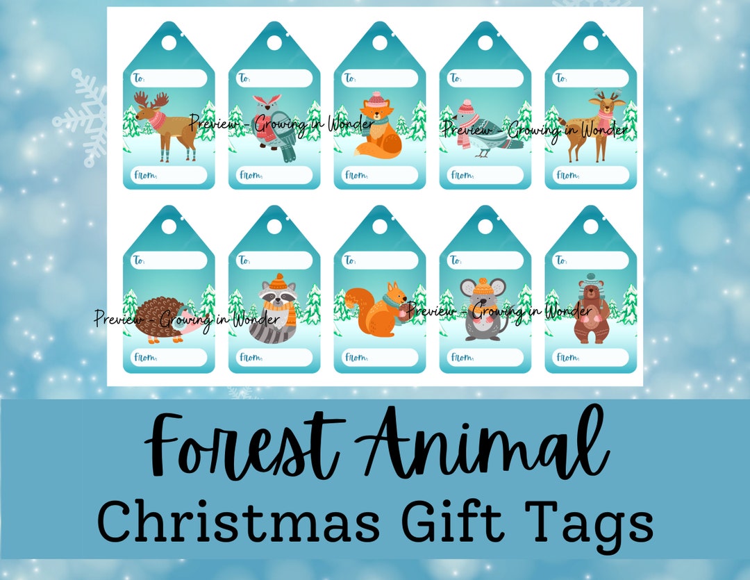 Forest Animal Christmas Gift Tags, Printable - Etsy
