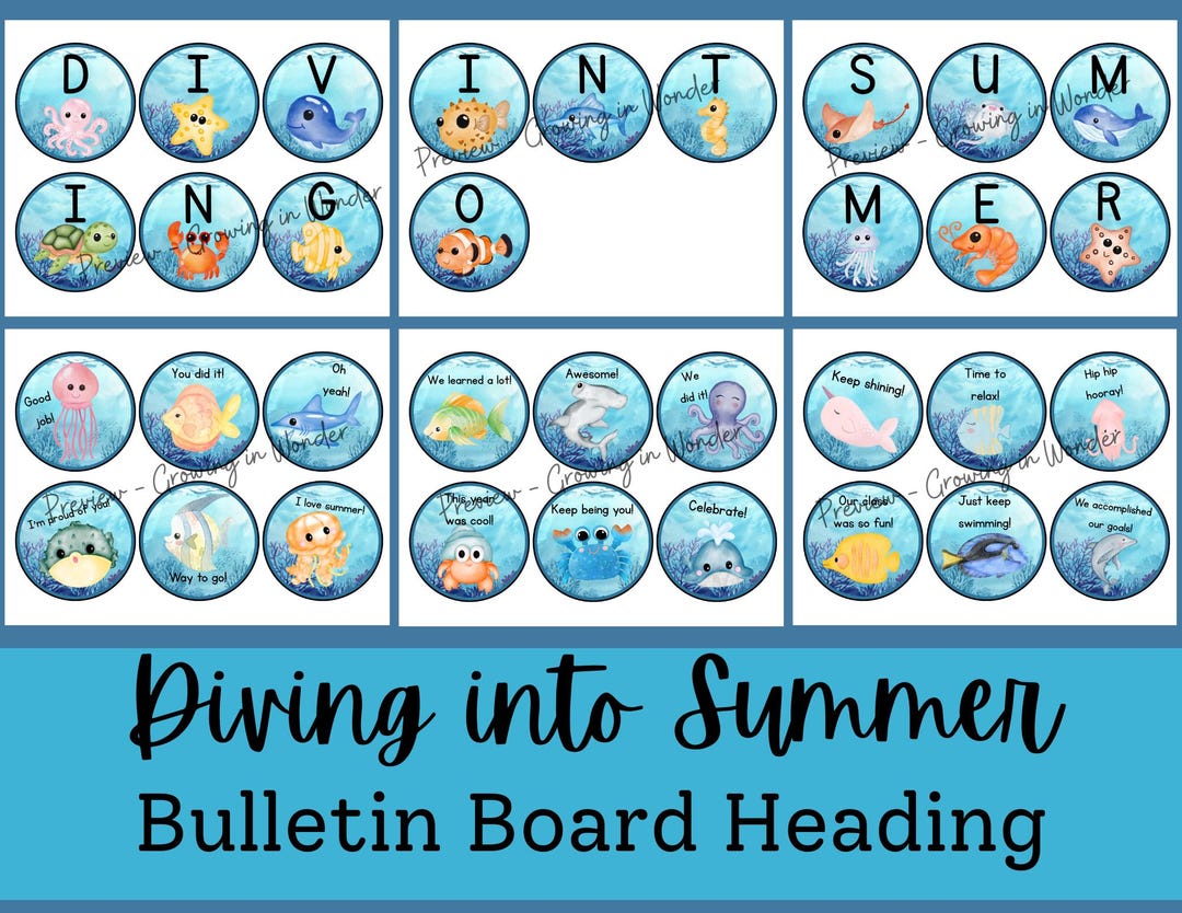 Diving Into Summer, Ocean Theme Bulletin Board Heading - Etsy