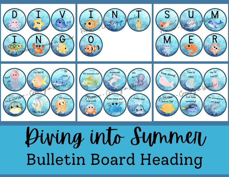 Diving Into Summer, Ocean Theme Bulletin Board Heading - Etsy