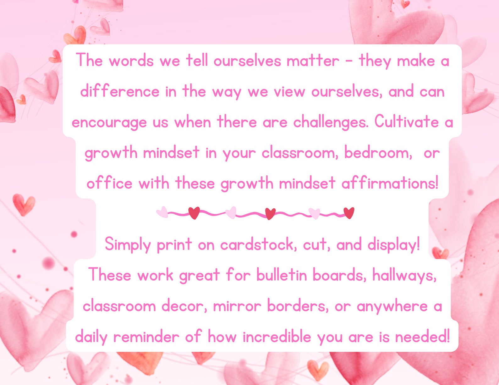 Pink Heart Affirmation Station, Mirror Border, Positive Affirmations - Etsy