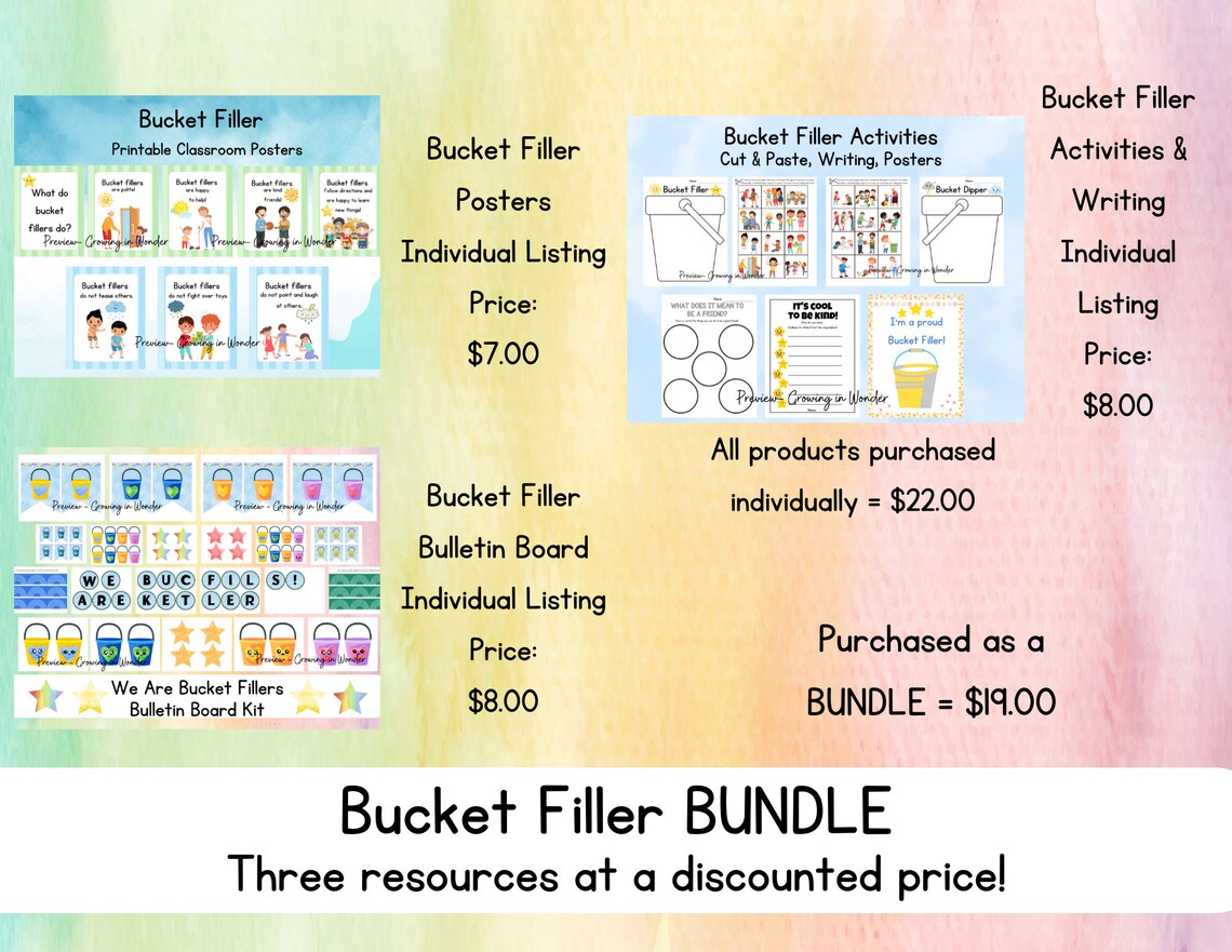 BUNDLE: Bucket Fillers Classroom Bundle, Bulletin Board Decor ...