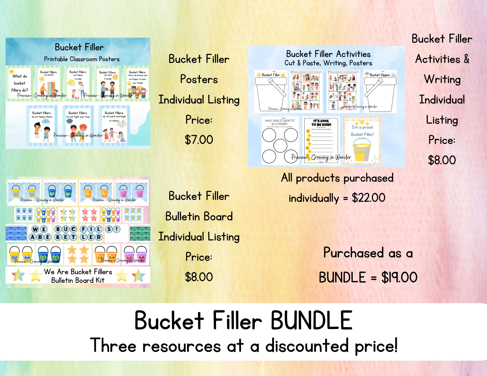 BUNDLE: Bucket Fillers Classroom Bundle, Bulletin Board Decor ...