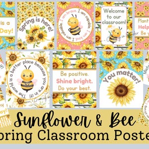 Sunflower and Honey Bee Spring Classroom Bulletin Board Posters - Etsy