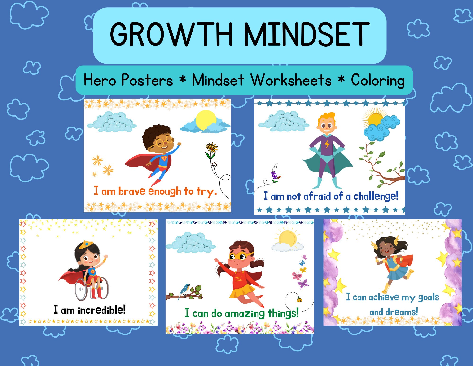 Growth Mindset: Hero Theme Posters - Etsy