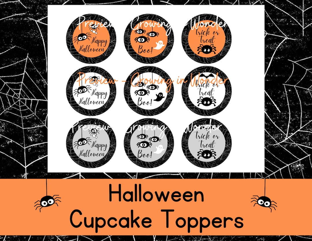 Printable Halloween Cupcake Toppers, Halloween Party Decor - Etsy