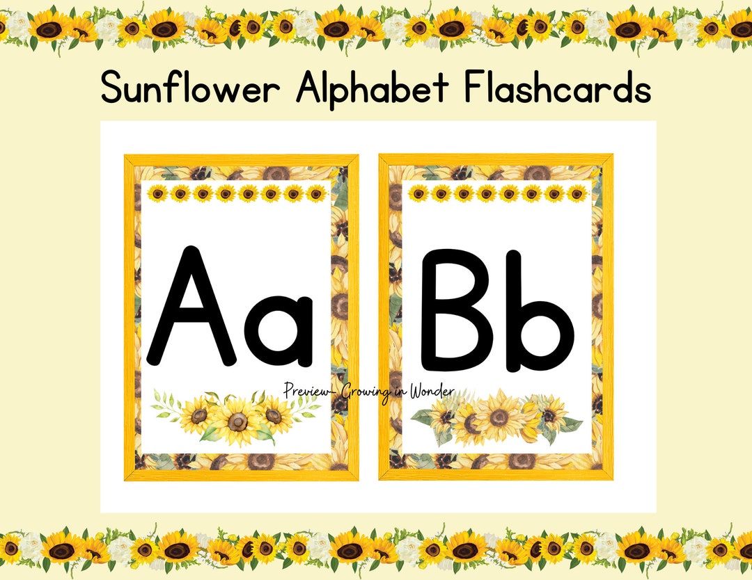 Alphabet Sunflower Cards - Etsy