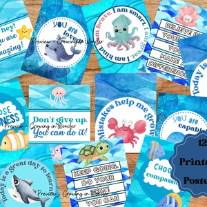 Under the Sea Growth Mindset Printable Posters, Ocean Theme Classroom ...