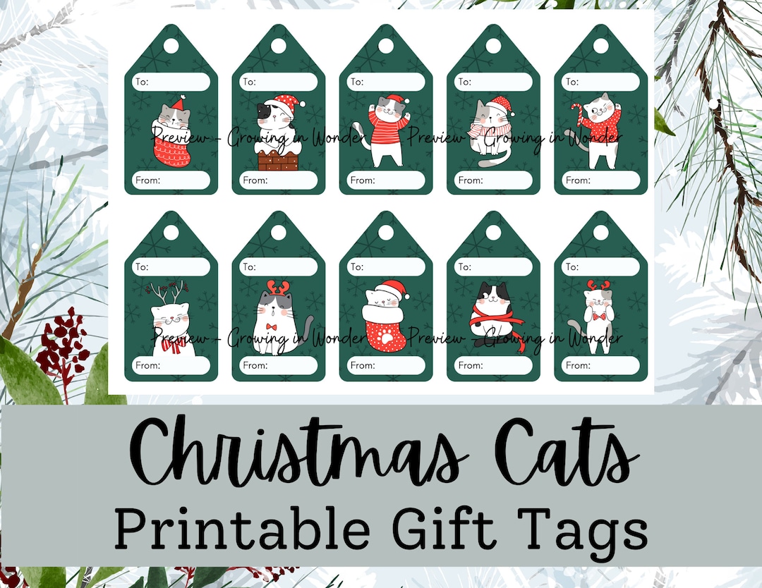 Christmas Cats Printable Gift Tags - Etsy