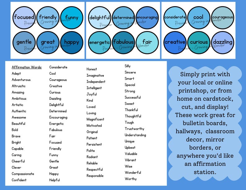 Shades of Blue Affirmation Station - Etsy