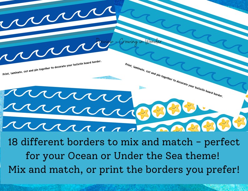 Ocean Theme Bulletin Board Borders, Under the Sea Classroom Decor, Back ...