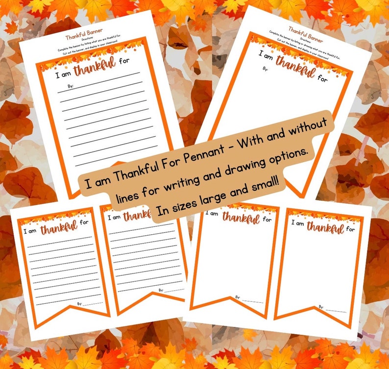 Thanksgiving Bulletin Board Banner Pennants Writing and Drawing - Etsy