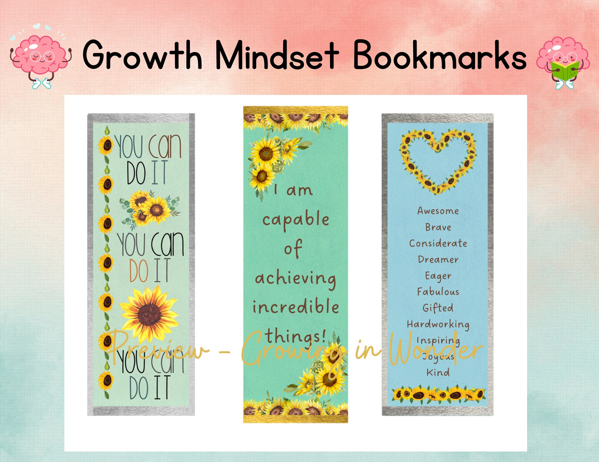 Bookmarks, Printable, Growth Mindset - Etsy
